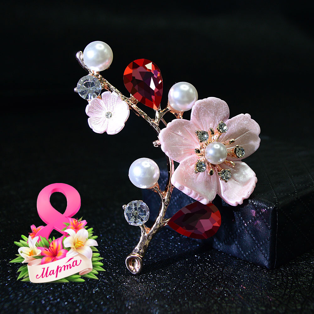 Брошь, фианит