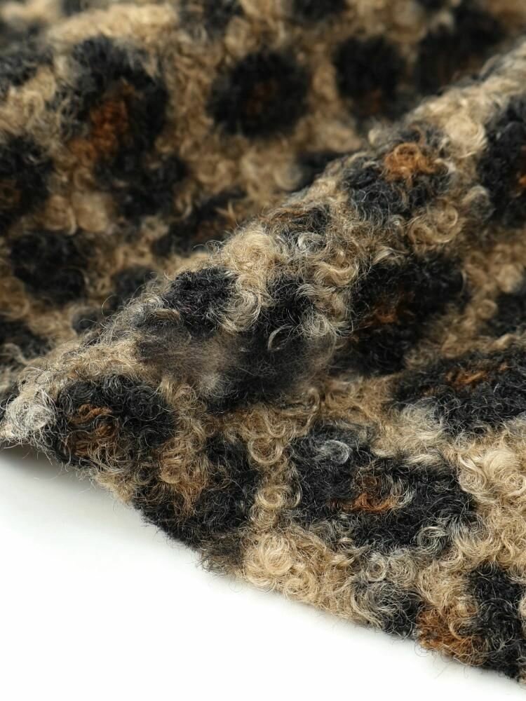 Ткань с леопардовым принтом 3D в виде кругов, мягкая эластичная плюшевая коричневая, верхняя одежда, шарф, шапка, утепленный материал с меховой подкладкой.