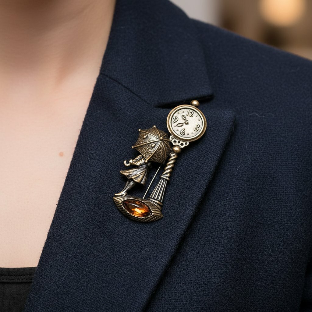 Брошь, янтарь