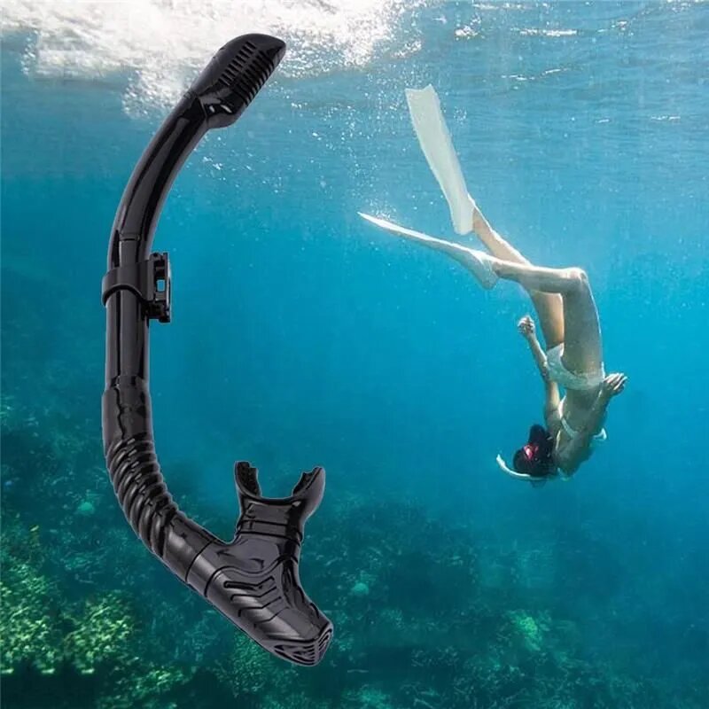 Трубка для плавания черного цвета для сноркелинга, с верхним клапаном, для взрослых