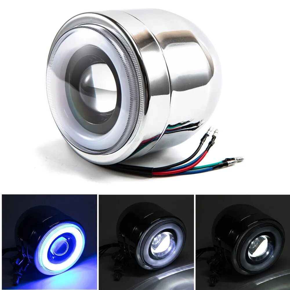 Универсальная мотоциклетная фара Cafe Racer, светодиодная фара, передние лампы для серебристый