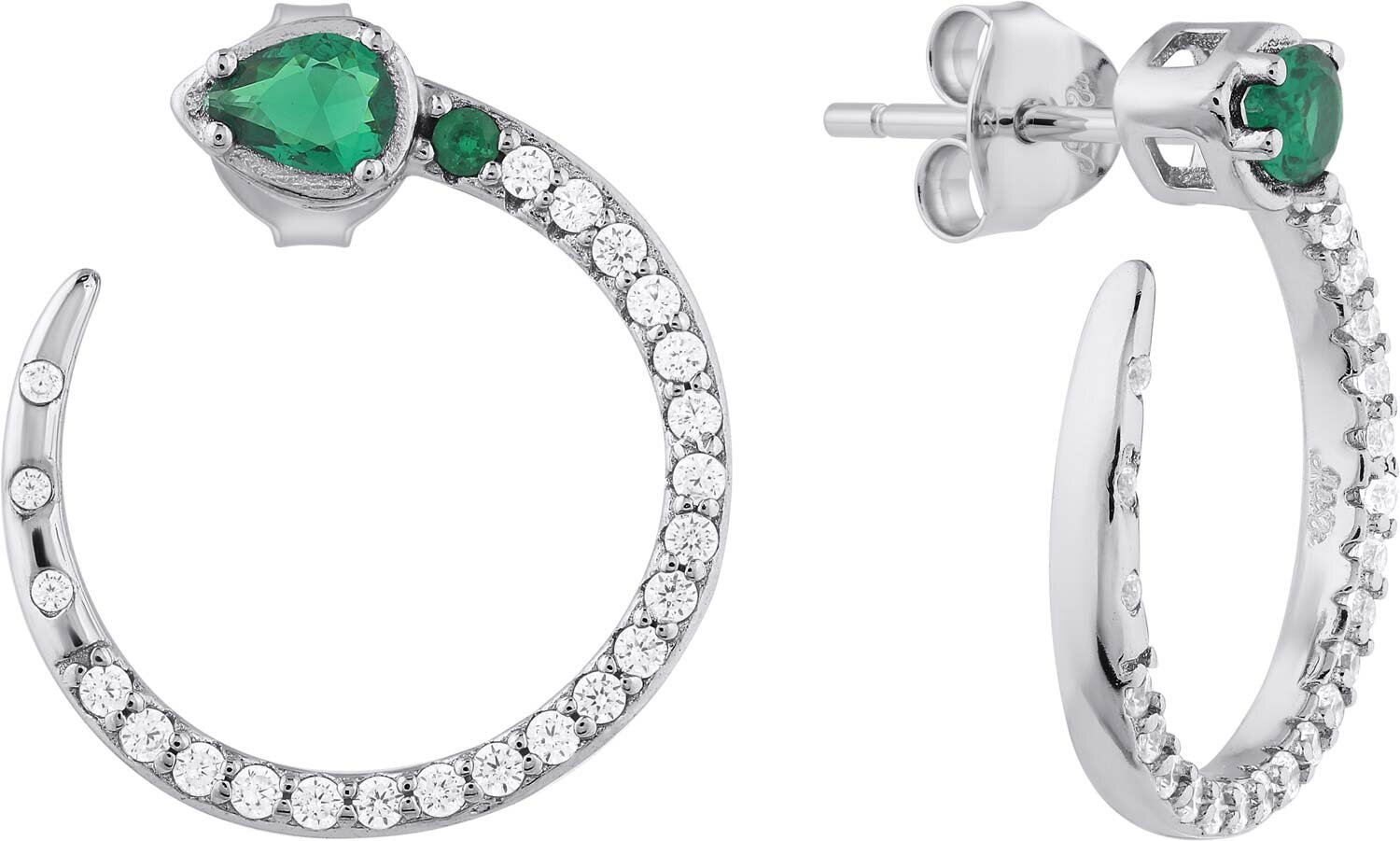 Серьги Alissa, серебро, 925 проба, родирование, фианит