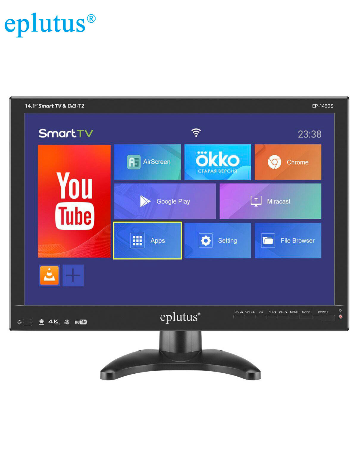Телевизор цифровой Smart TV Eplutus EP-1430S DVB-T2/C с аккумулятором