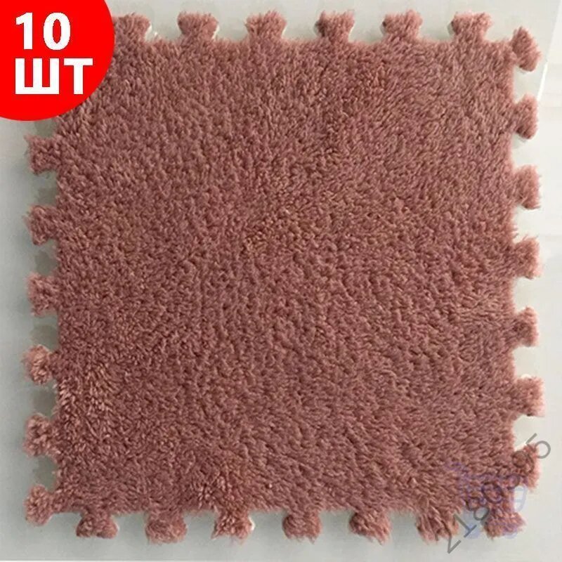 Ковролин 300x300 мм, толщина 10 мм, полиэстер, ПВХ основа, 6 шт. в упаковке, цвет: красный/розовый