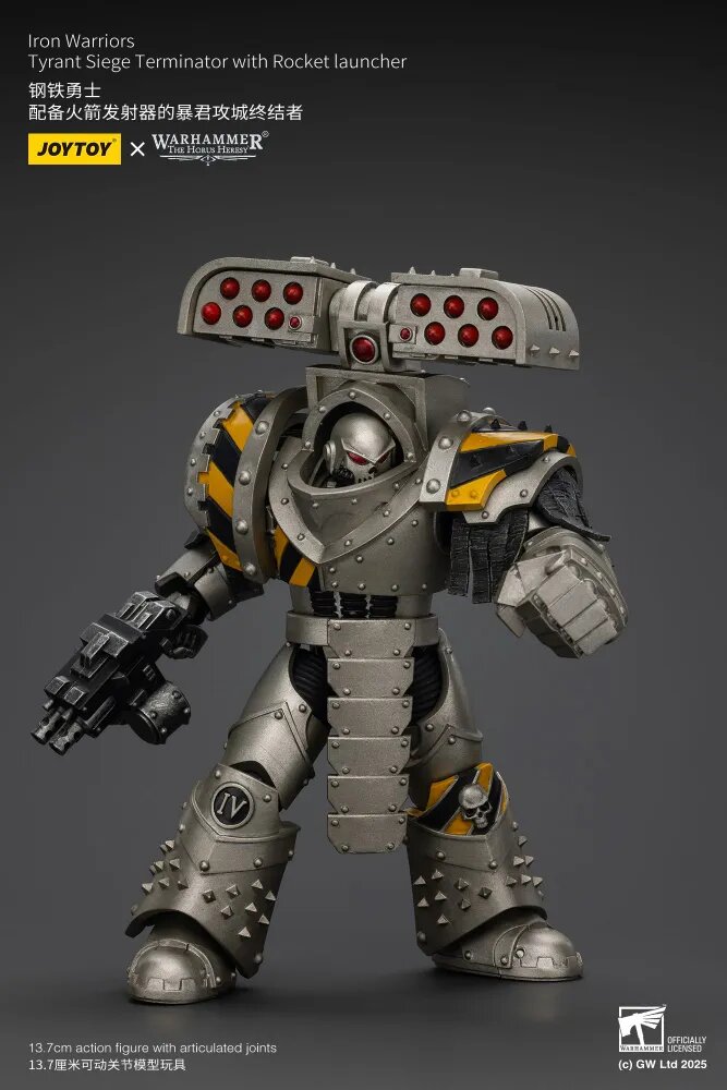 Подвижная фигурка JOYTOY 1/18 Warhammer The Horus Heresy Iron Warriors Tyrant Siege Terminator with Rocket launcher Подарочная модель