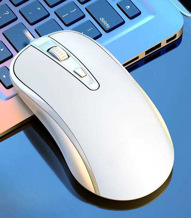 Проводная белая мышь с интерфейсом USB Type-C для дома и офиса, 1 м кабель