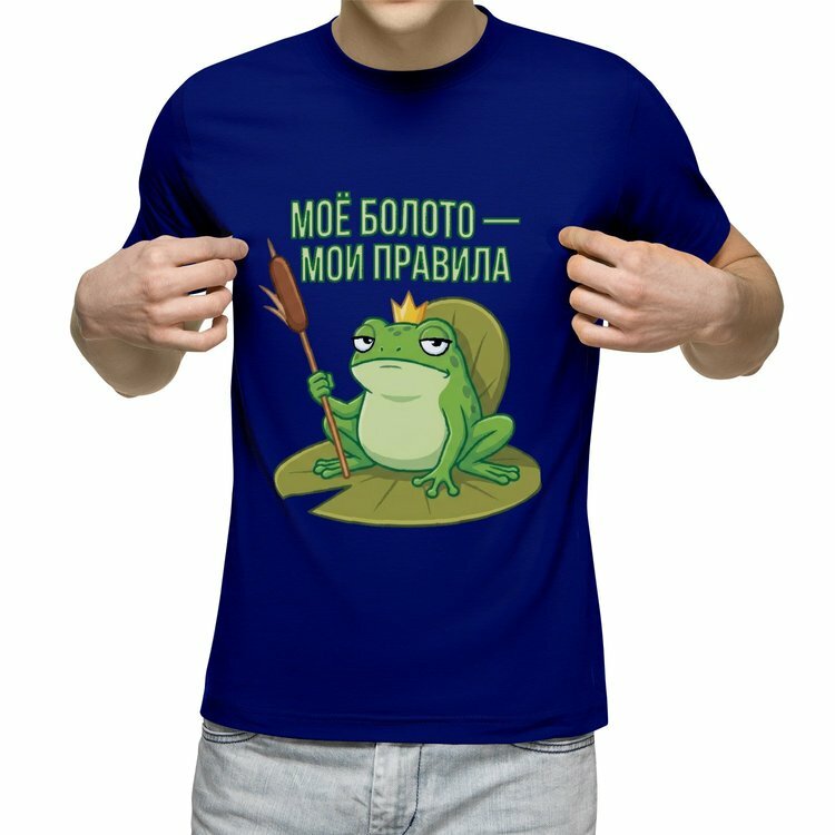 Мужская футболка «Царевна-лягушка на болоте» (синий, 2XL)