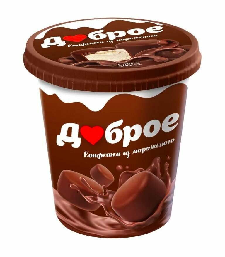 Мороженое-конфеты пломбир с ароматом ванили в тёмном шоколаде 120 г, доброе