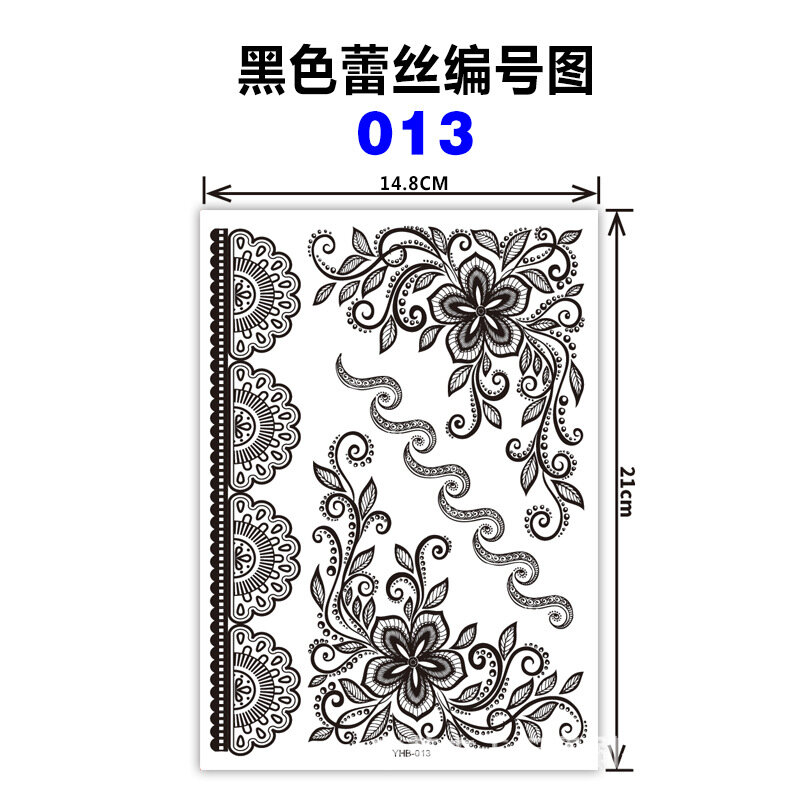Временные татуировки черной хной в европейском и американском стиле, высококачественные, водостойкие и модные временные татуировки для рук и ног.
