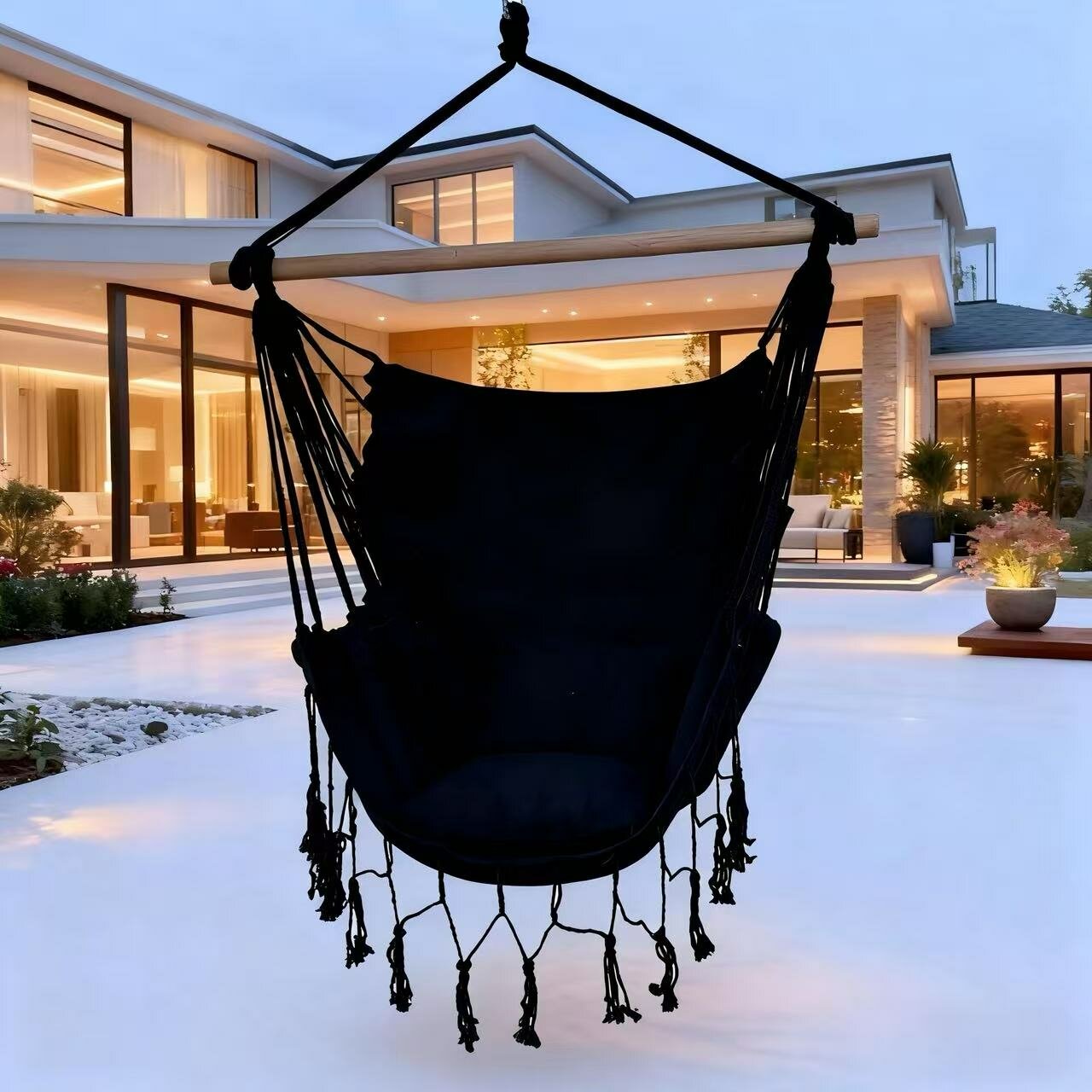 Деревянный подвесной стул-гамак на балконе общежития для взрослых, подвесные качели