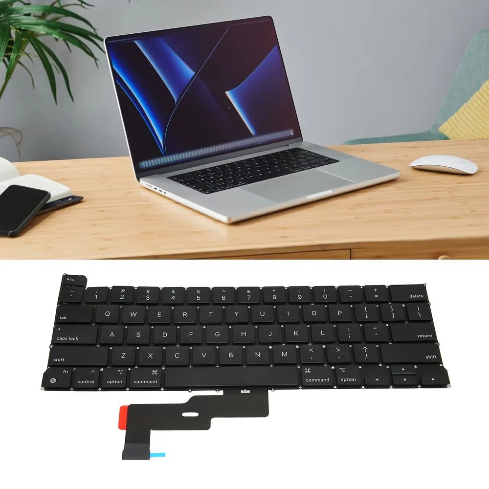 Игровая клавиатура для ноутбука Macbook pro, черная, раскладка английская