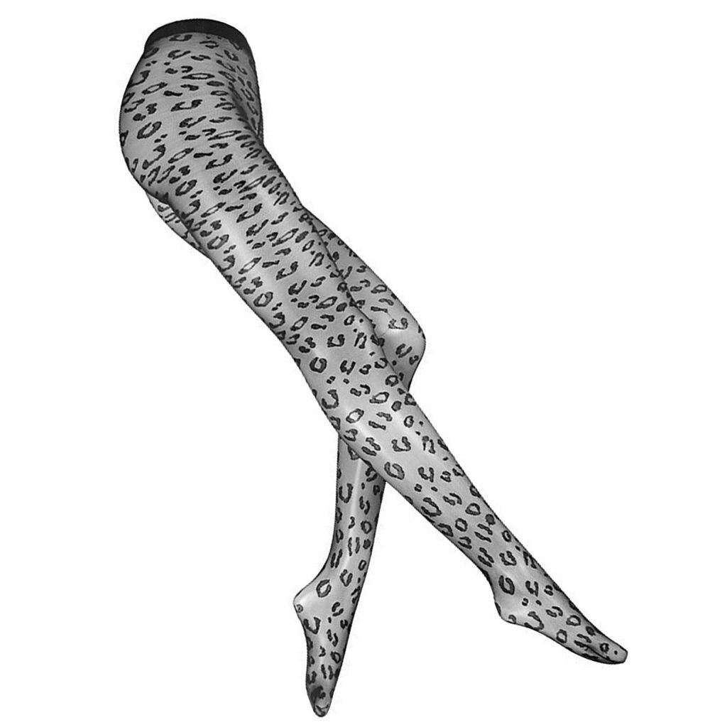 Жаккардовые носки с леопардовым рисунком, комбинезон-чулки-черный