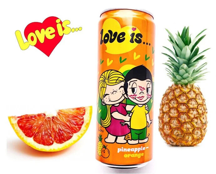 Газированный напиток LOVE IS Pineapple-Orange (Ананас-Апельсин), 330 мл х 1 шт.