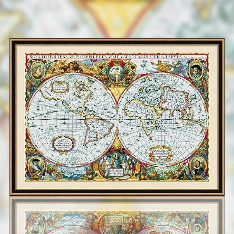 Набор для вышивания крестом, Карта мира, Сделай своими руками, Вышивка, Подсчитал холст, PZ-1842