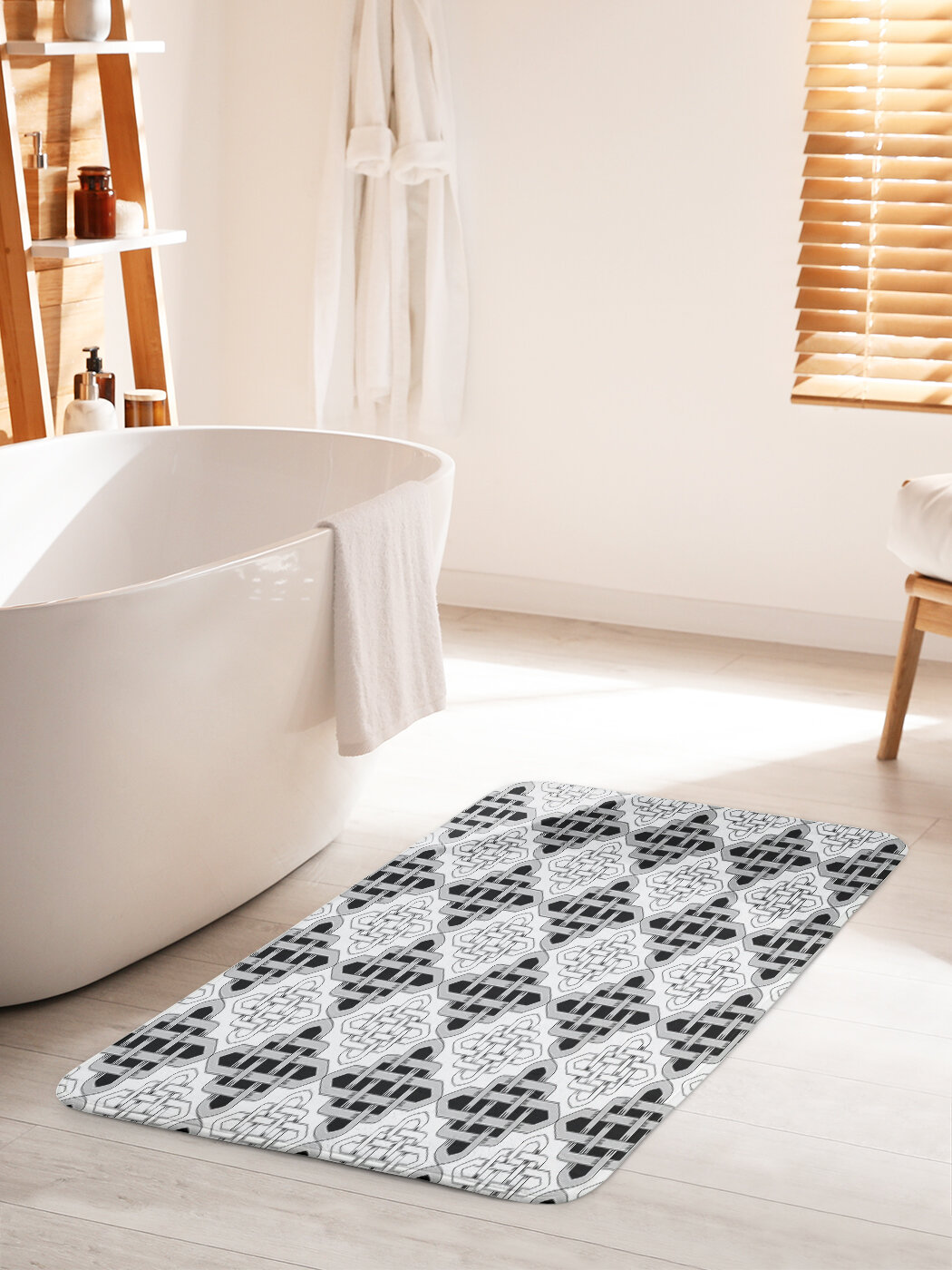 Коврик для ванной комнаты и туалета противоскользящий "Плетеные ромбы" 60х100 см, JoyArty