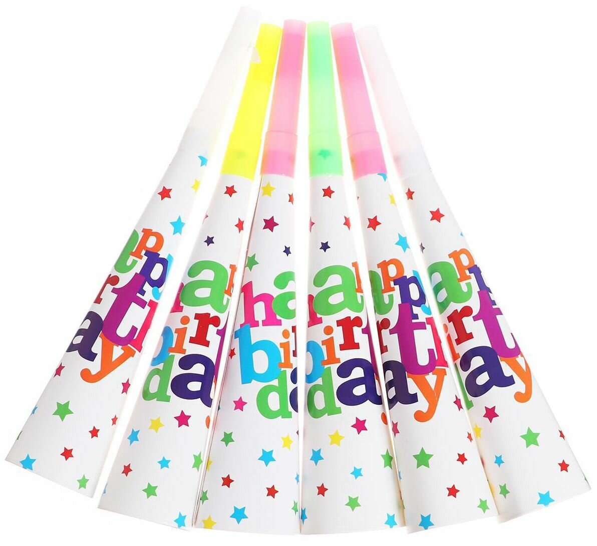 Дудка язычок "С днём рождения", атрибуты для детского праздника, набор дуделок для веселых игр и вечеринок, 6 шт.