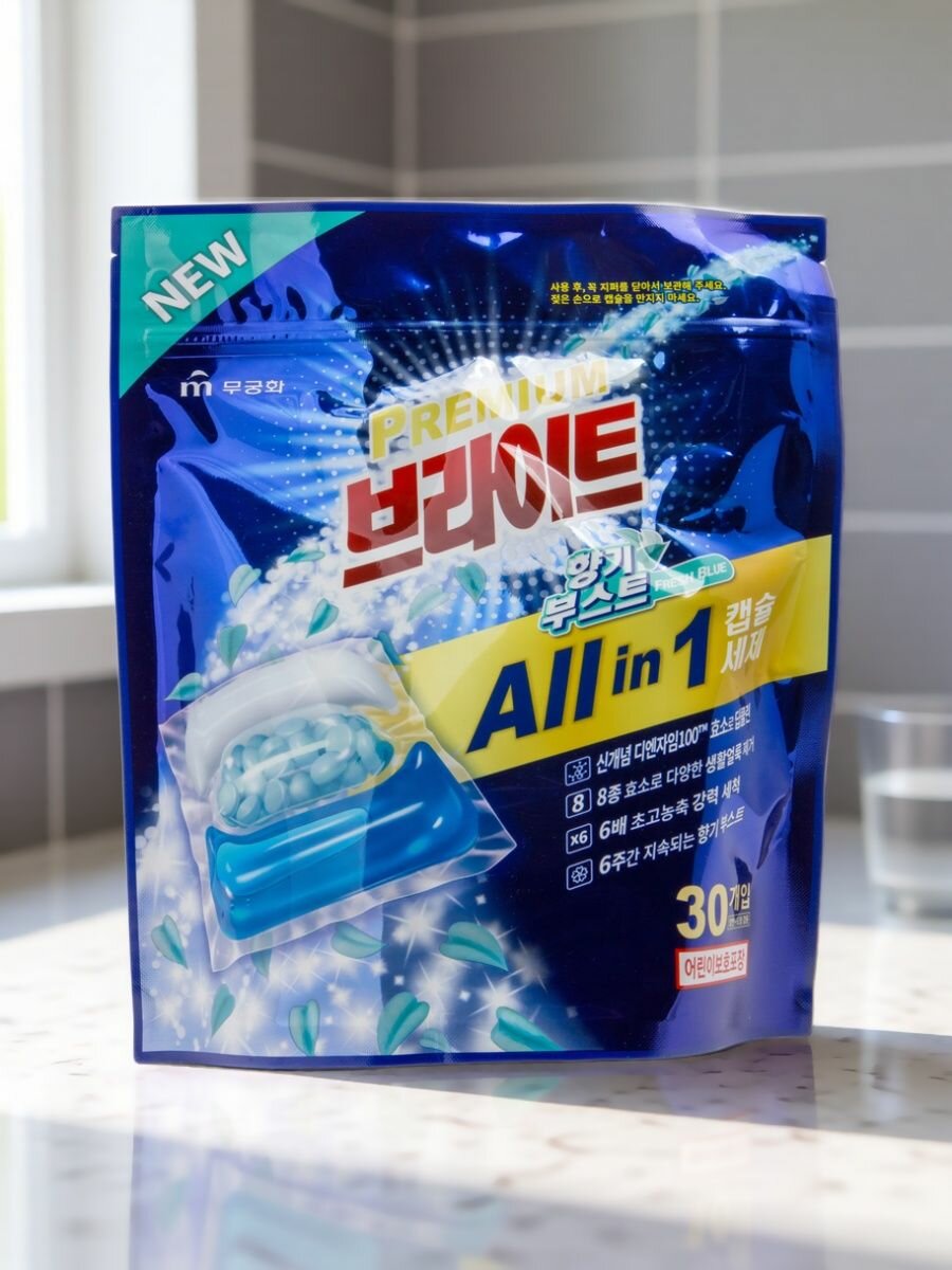 Капсулы для стирки премиум отбеливающие 30 шт. Ю. Корея