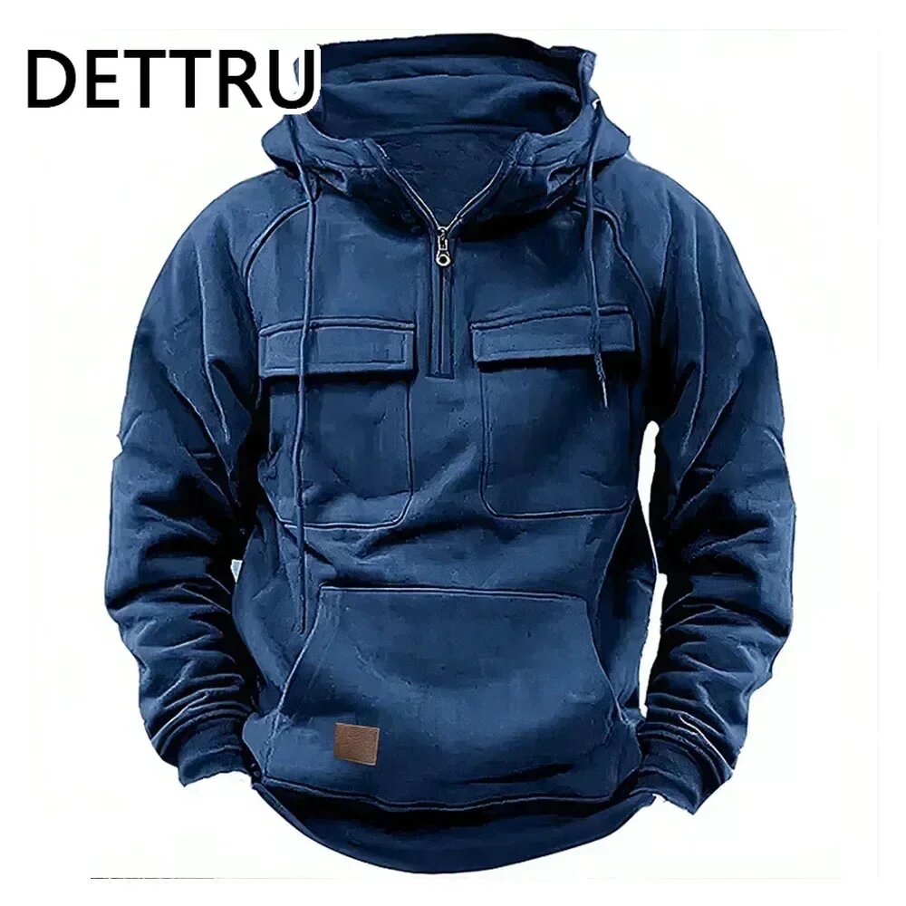 Мужская толстовка DETTRU с капюшоном, темно-синий, XXL