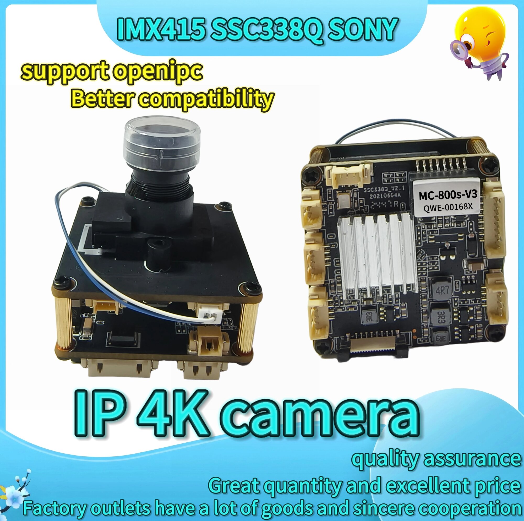 Модуль видеокамеры SSC338Q IMX415 OpenIPC 8 Мп HD для платы видеонаблюдения StarLight с поддержкой RTSP, RTMP, H.265, Onvif, Mstar