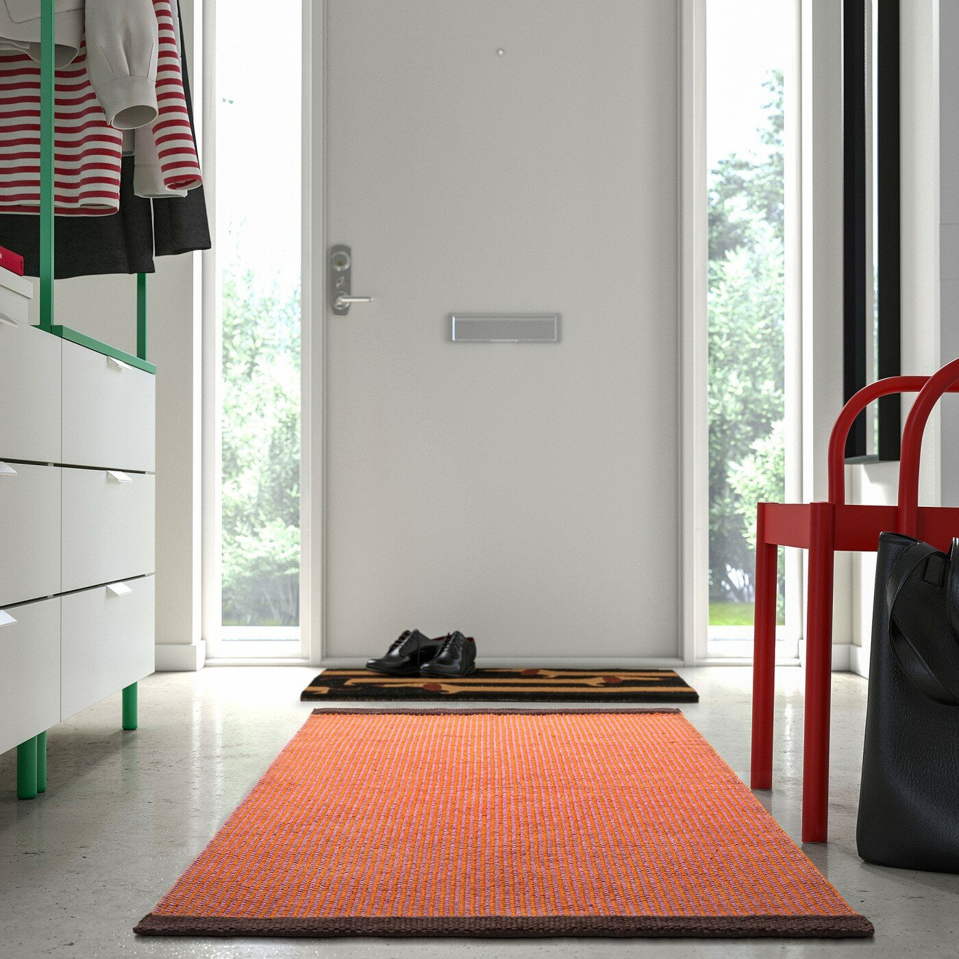 Ковёр из плетёной ткани 80*150 см, светло-персиково-розовый, IKEA VAGOMRADE