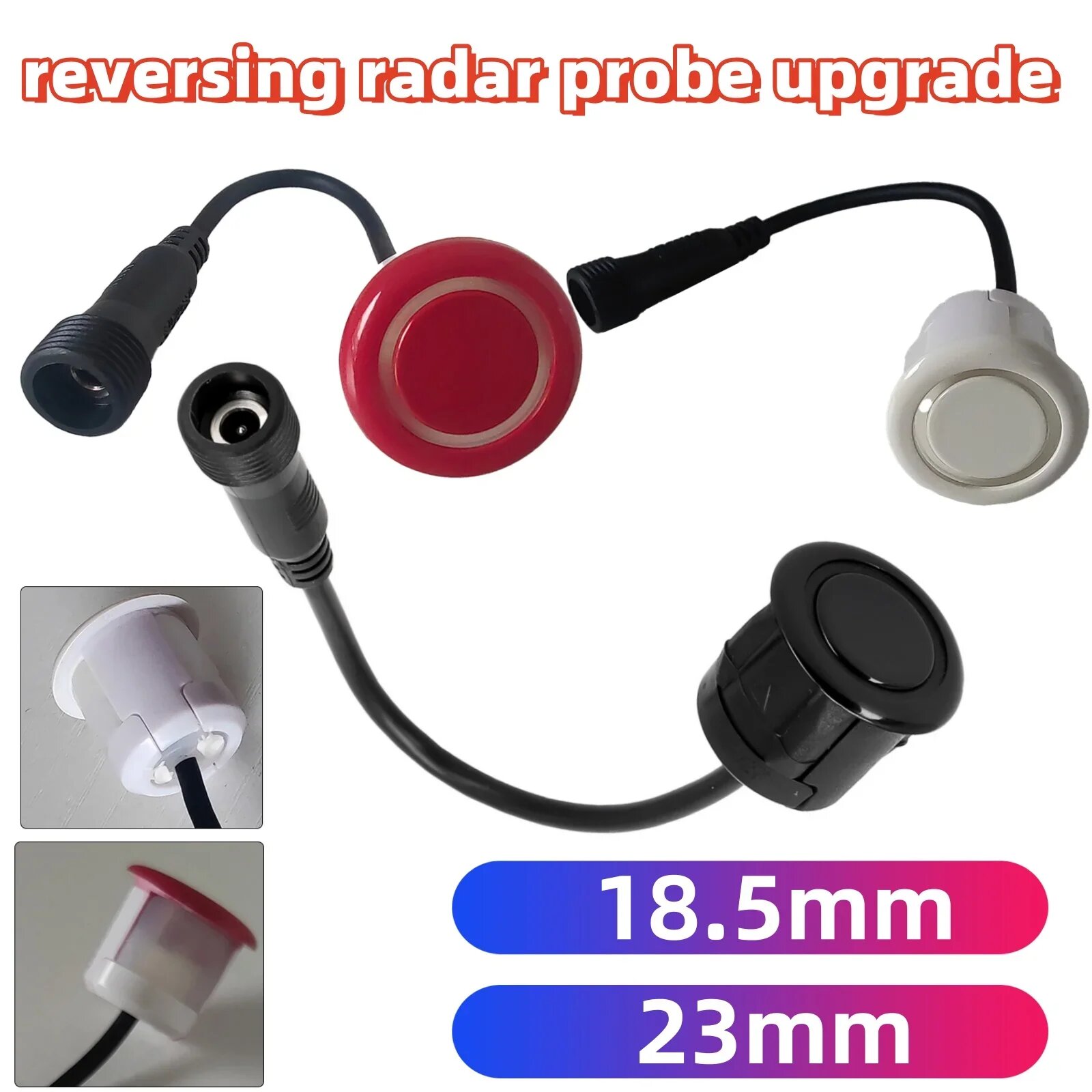 Датчик парковки автомобиля 18,5 мм 23 мм, обновленный датчик заднего хода, кабель 0,14 м, белый автомобильный задний парк, водонепроницаемый датчик, звук