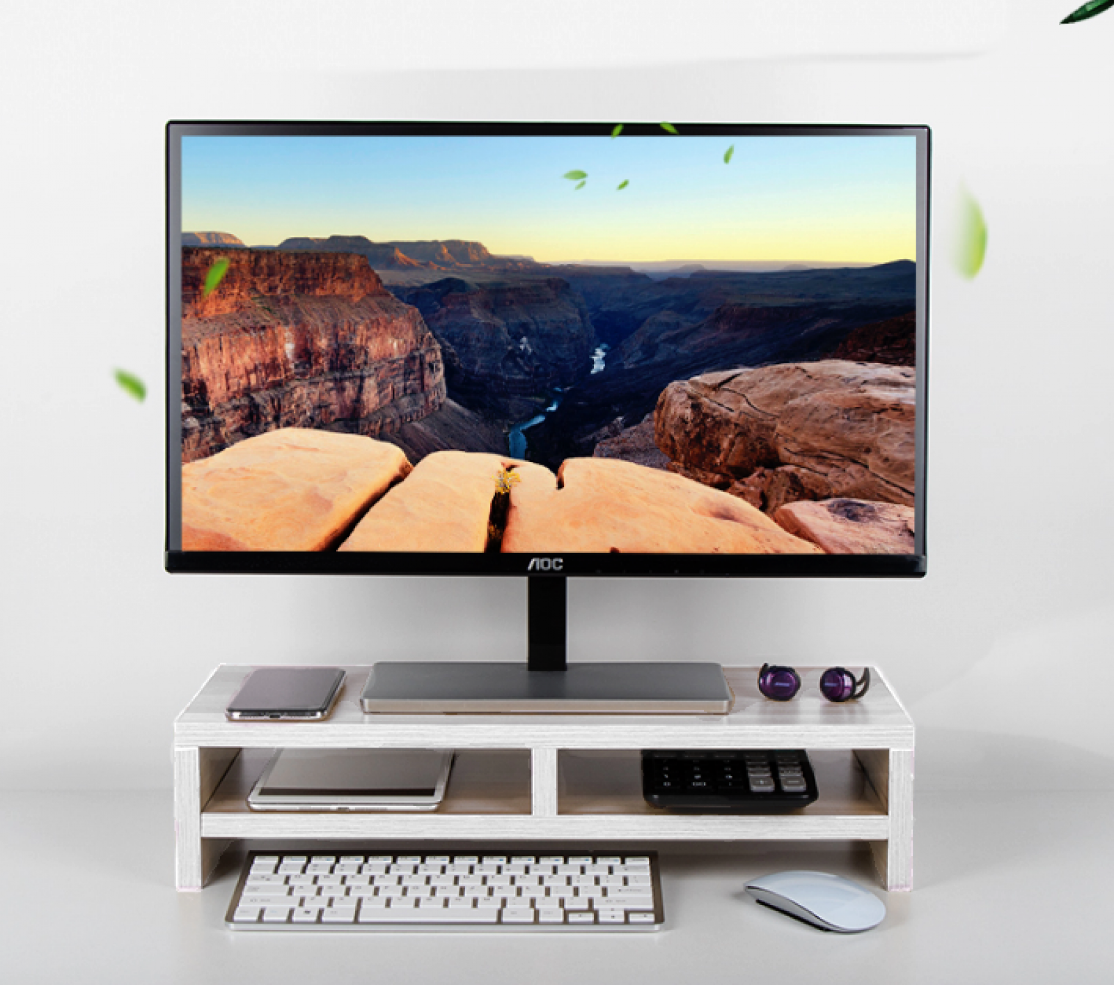 Подставка из прочного дерева MyPads с двумя полками для ноутбуков и моноблоков Irbis Acer Lenovo Prestigio Xiaomi Digma