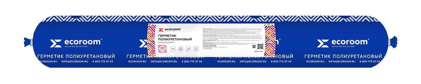 ECOROOM Полиуретановый герметик для швов в полах PU FLOOR, серый, 600 мл, 12 шт E-Puгерм-3677/12