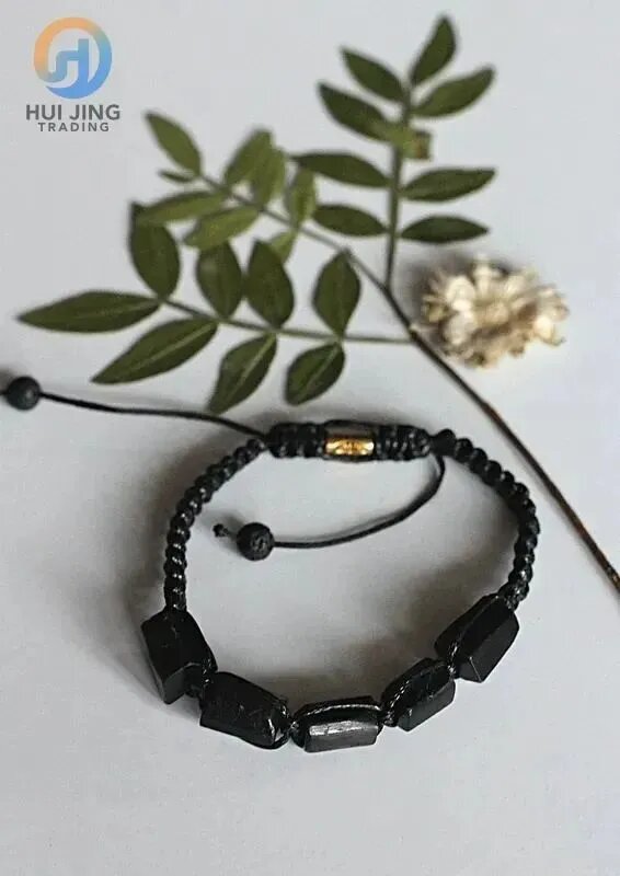 Браслет с натуральным камнем Черный Турмалин / Шерл оберег амулет