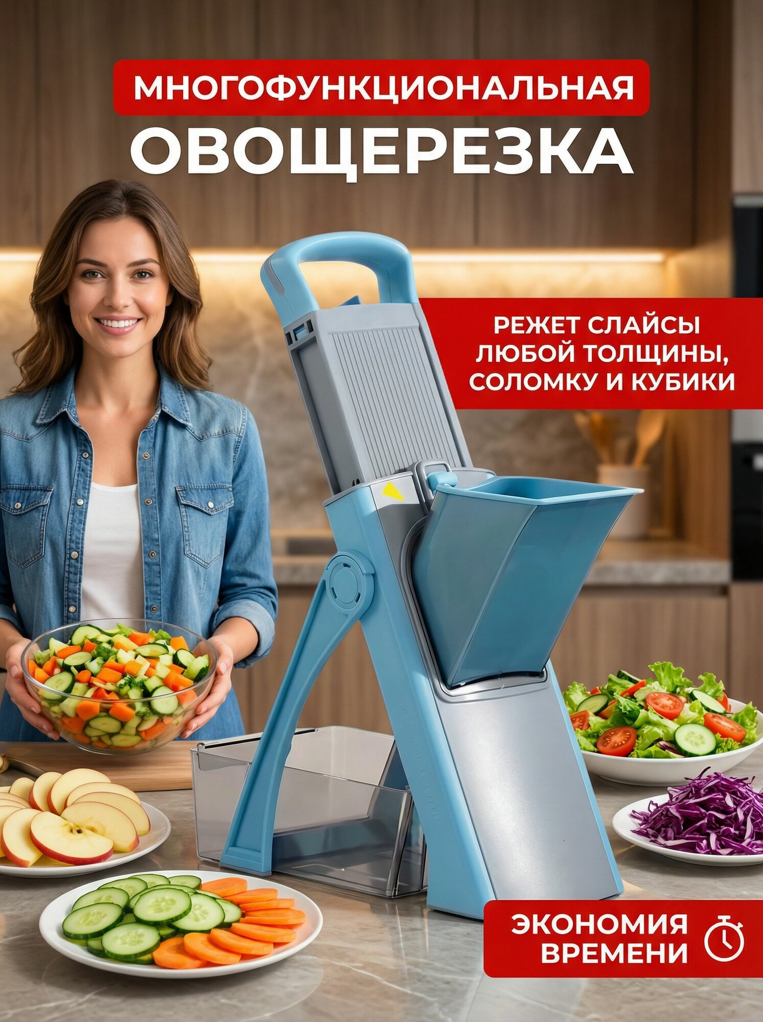 Ручная многофункциональная овощерезка и терка(второе поколение)