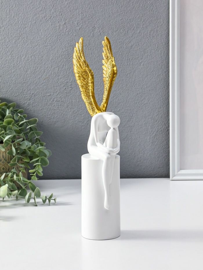 Фигура полистоун Ангел , белый с золотом, 6 8.3 31 см