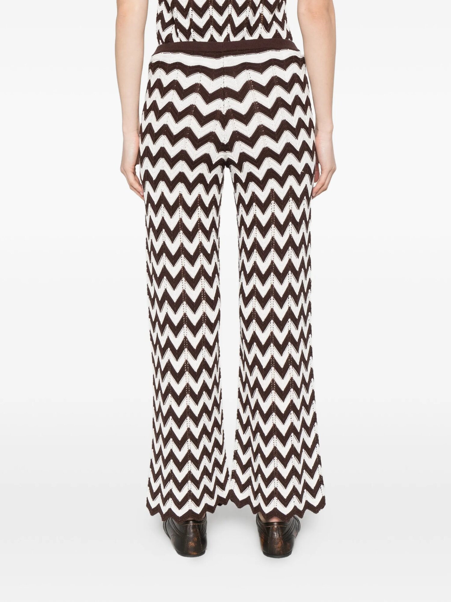 Брюки MAJE Zig zag straight trousers, размер 42, brown — фото 1