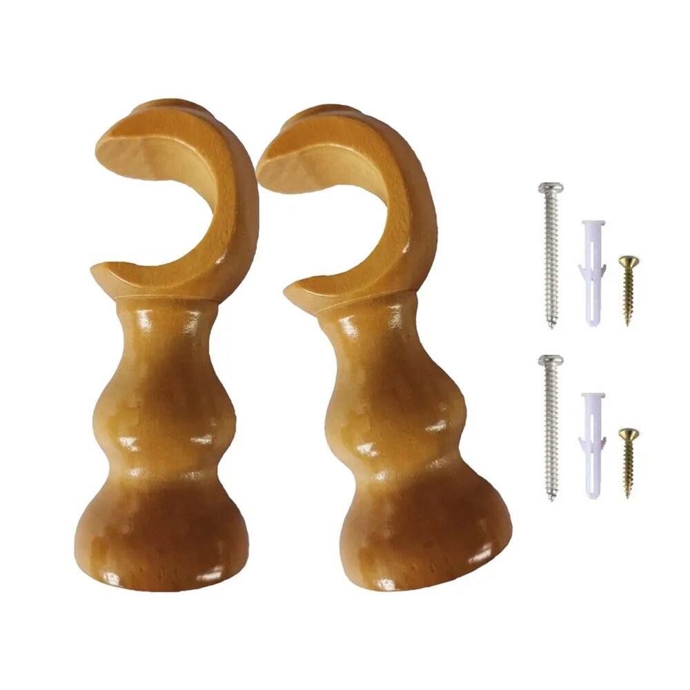 Пара прочных деревянных кронштейнов для штор в классическом стиле с круглым основанием 28 мм карниза