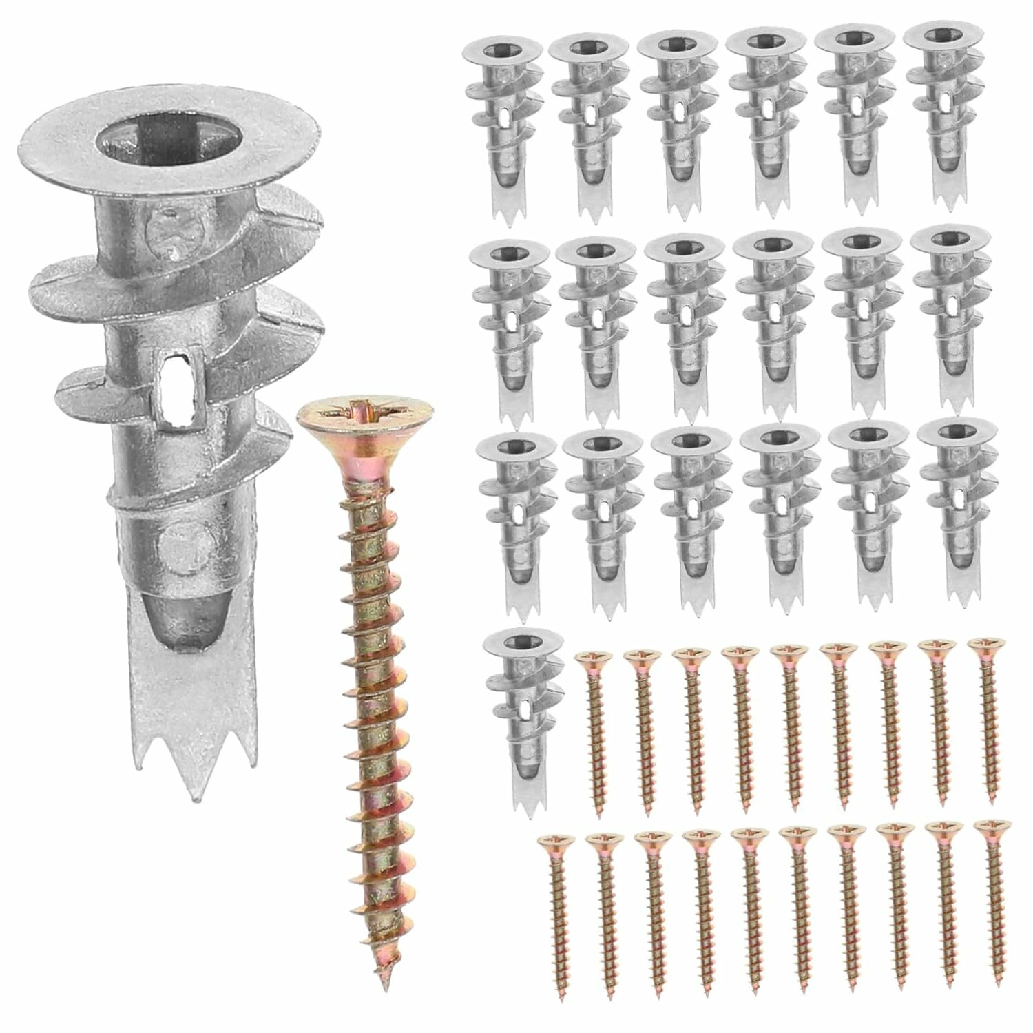 20 комплектов самосверлящих анкеров и винтов для гипсокартона. Прочные стеновые анкеры с винтами для легкой установки дл