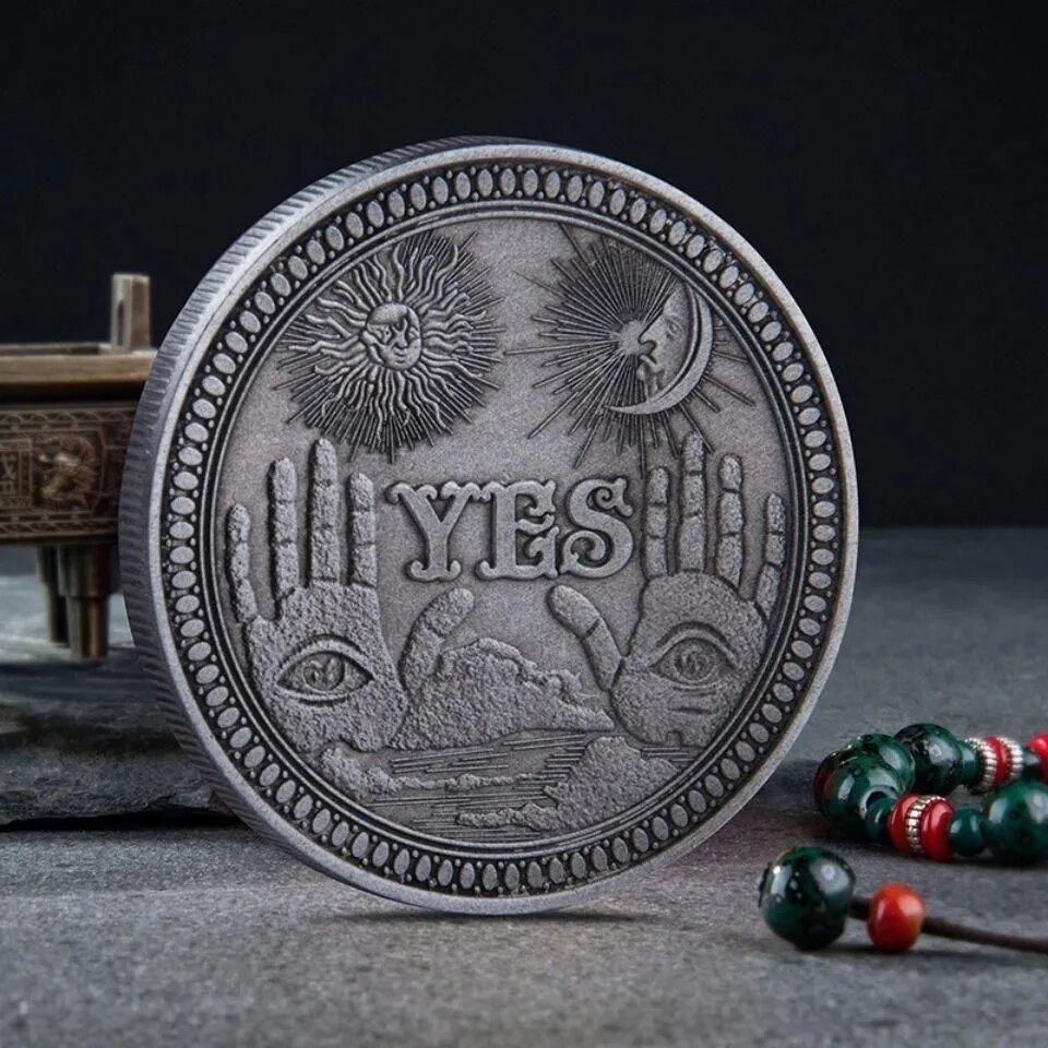 Гадальный инструмент/двусторонняя монета YES or NO, металлическая, круглая