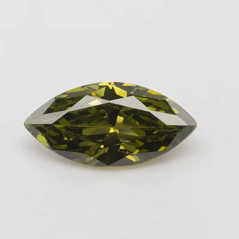 50 шт. Кубические цирконии GEMSQUEEN EXCELLENT JEWELRY, Изумрудный, 7x14mm 50pcs, Olive Green