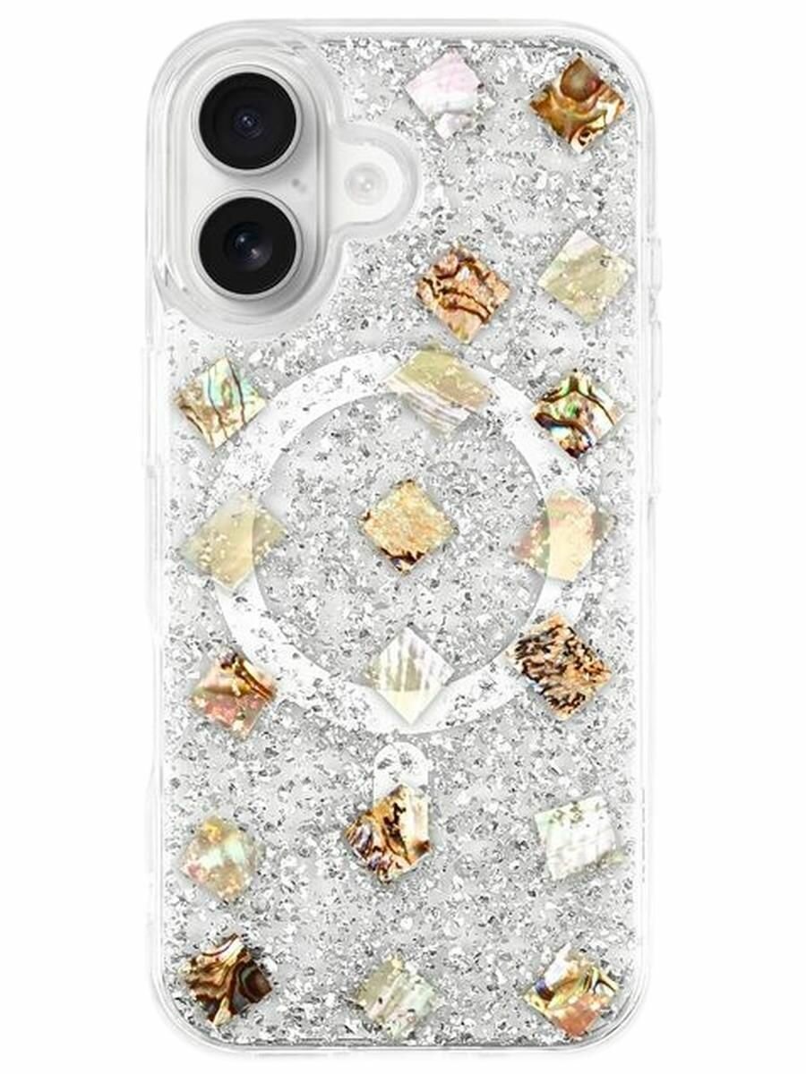 Чехол на iPhone 17, Mag Flowers c поддержкой беспроводной зарядки, Silver