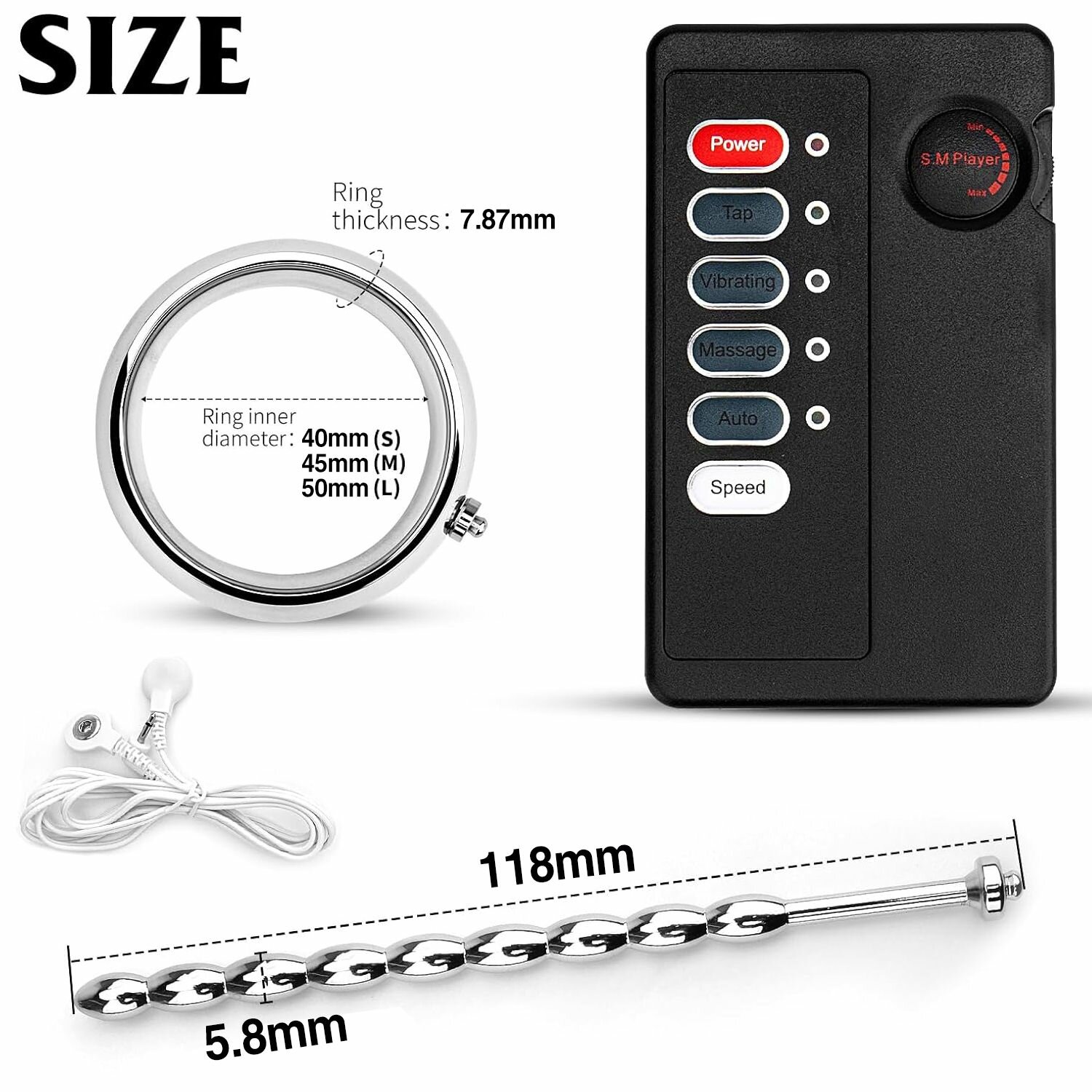 Зонд для члена / Электростимулятор уретры / Кольцо для пениса