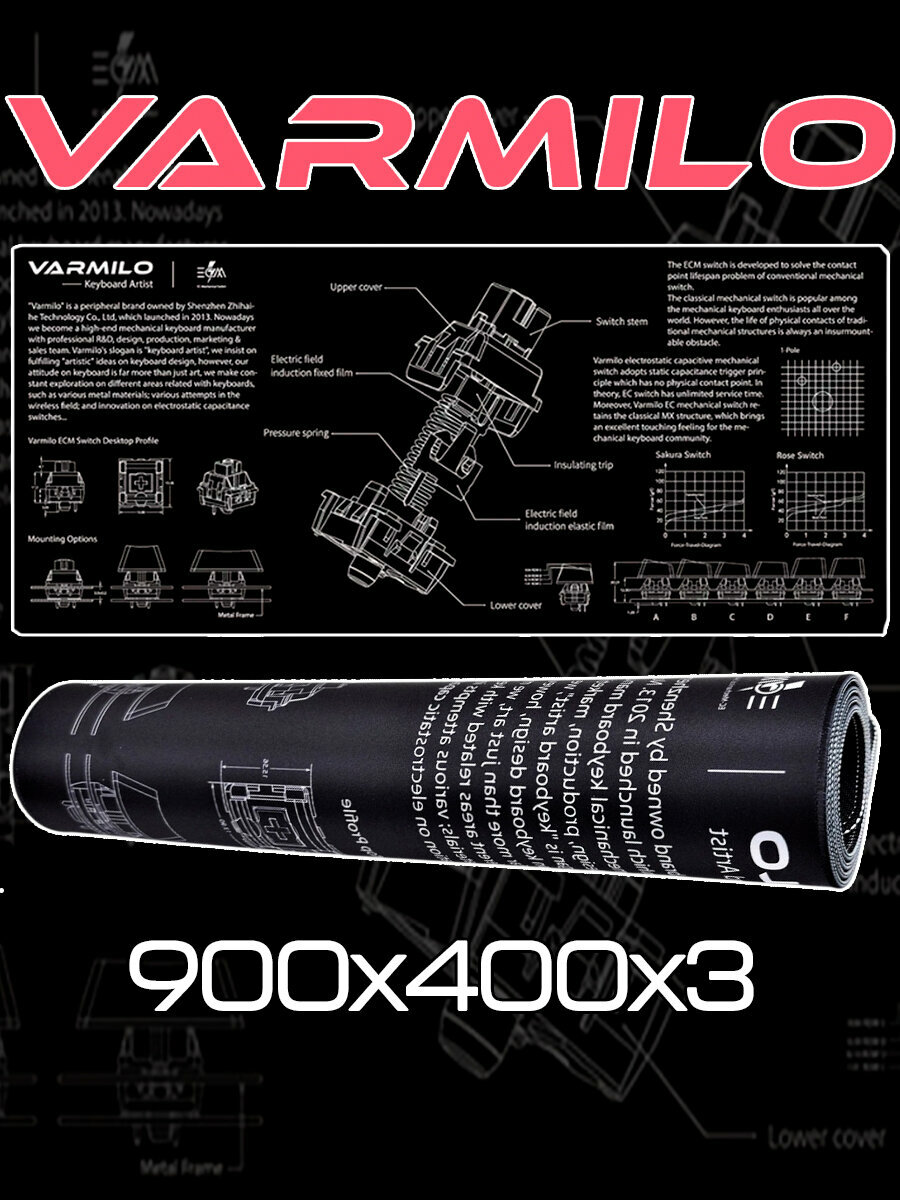 Игровой Коврик для мышки Varmilo EC Switch Deskmat черный, серый