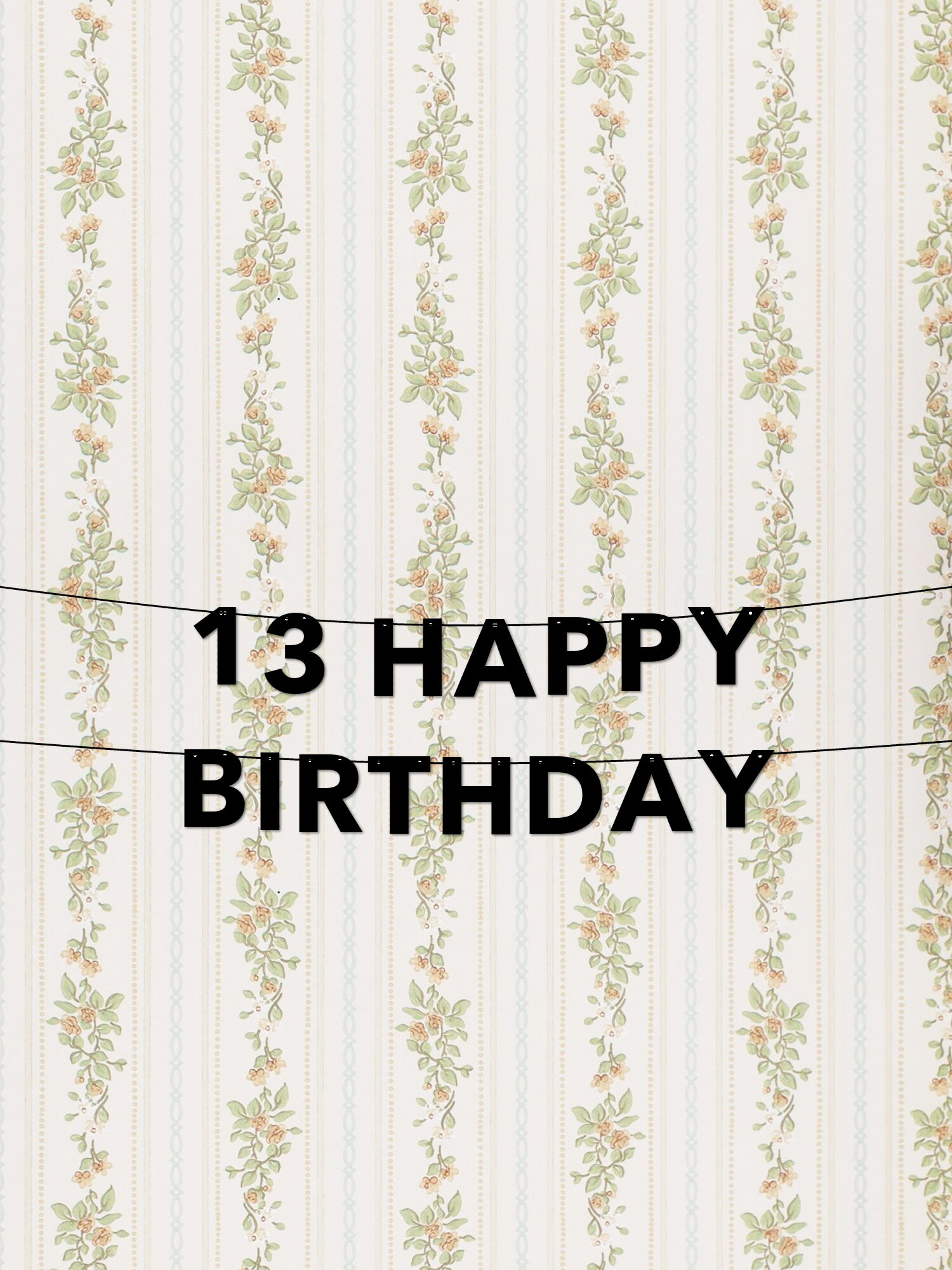 Легкая многоразовая гирлянда с надписью '13 happy birthday' - декор для праздников и фотосессий, высота букв 10 см, толщина букв 1 мм.