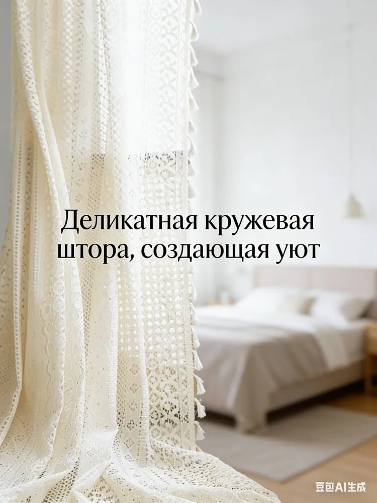 Тюль 150x240 см крепление Кулиска, молочный, перламутровый кружевной для спальни
