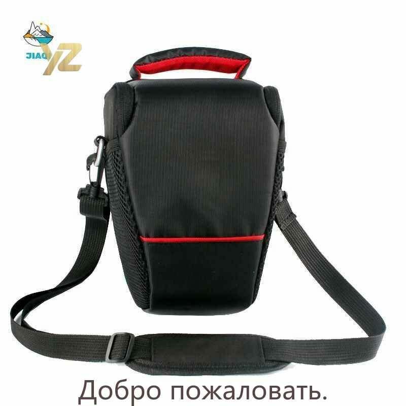 Чехол-фотосумка для фотоаппарата DSLR черного цвета с красной окантовкой