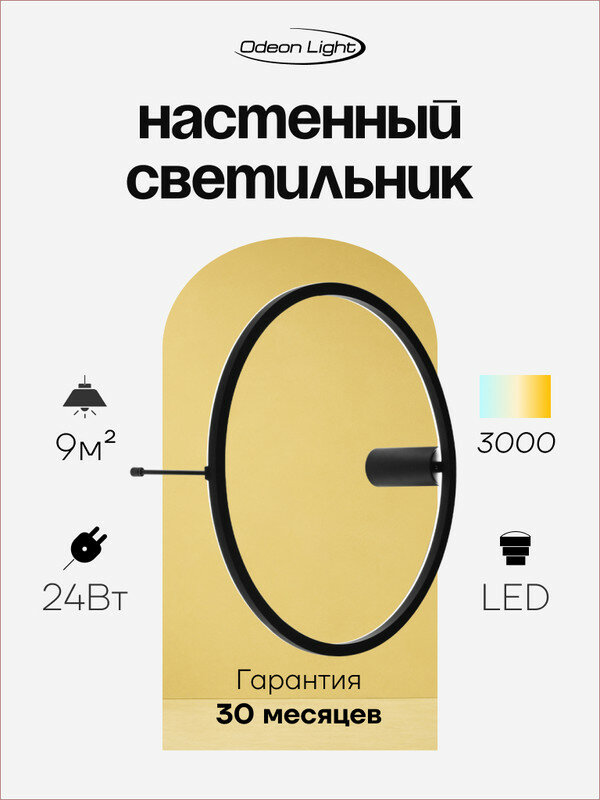 Настенный светильник ODEON LIGHT OMEN 4386/24WL LED 1*24W черный
