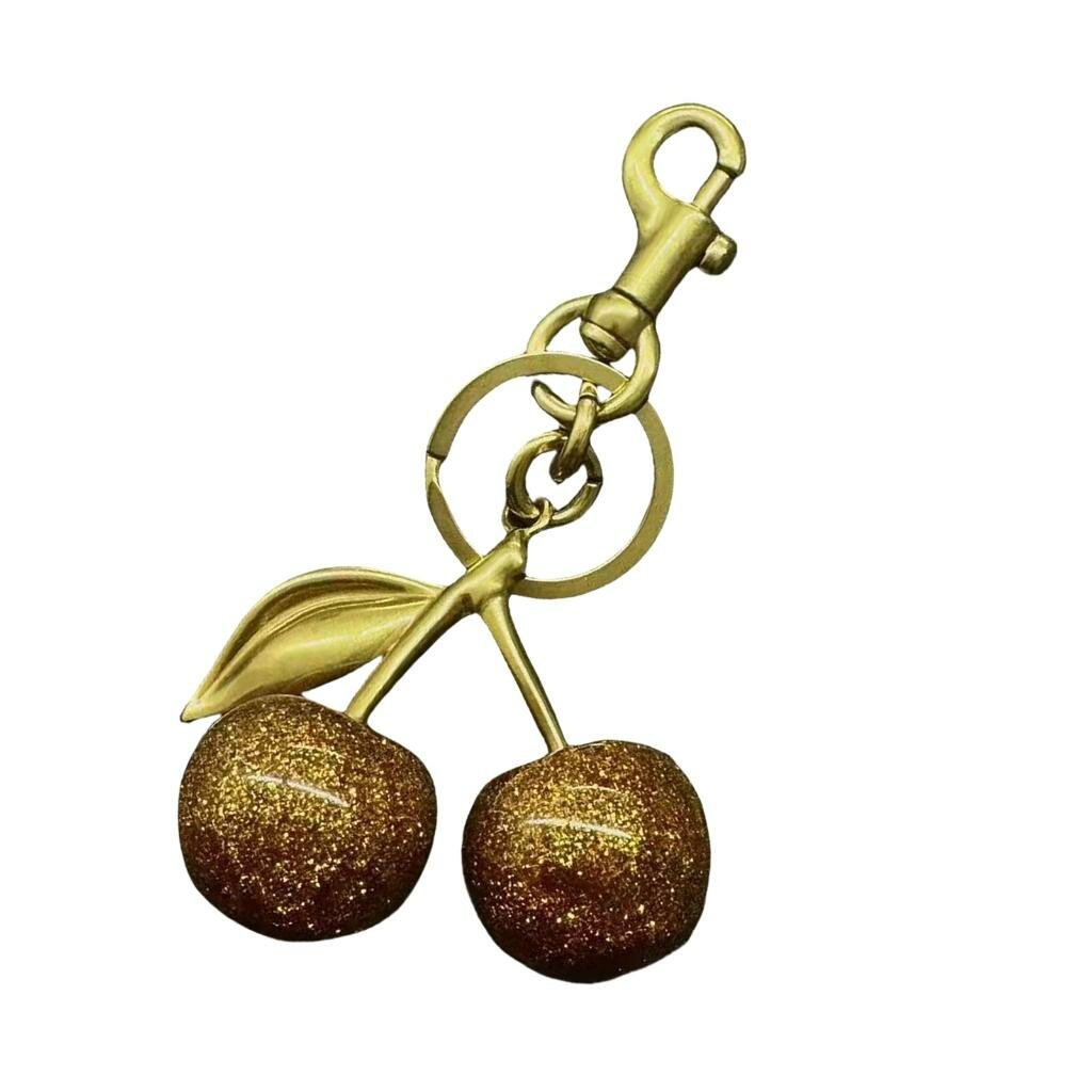 Брелок-вишня из блестящей смолы, Золотистый цвет