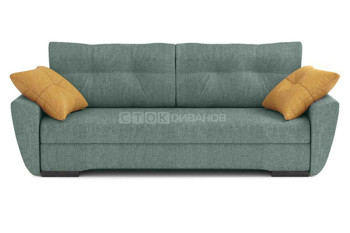 Диван Сток Диванов Амстердам, зеленая рогожка, 230 см, механизм еврокнижка