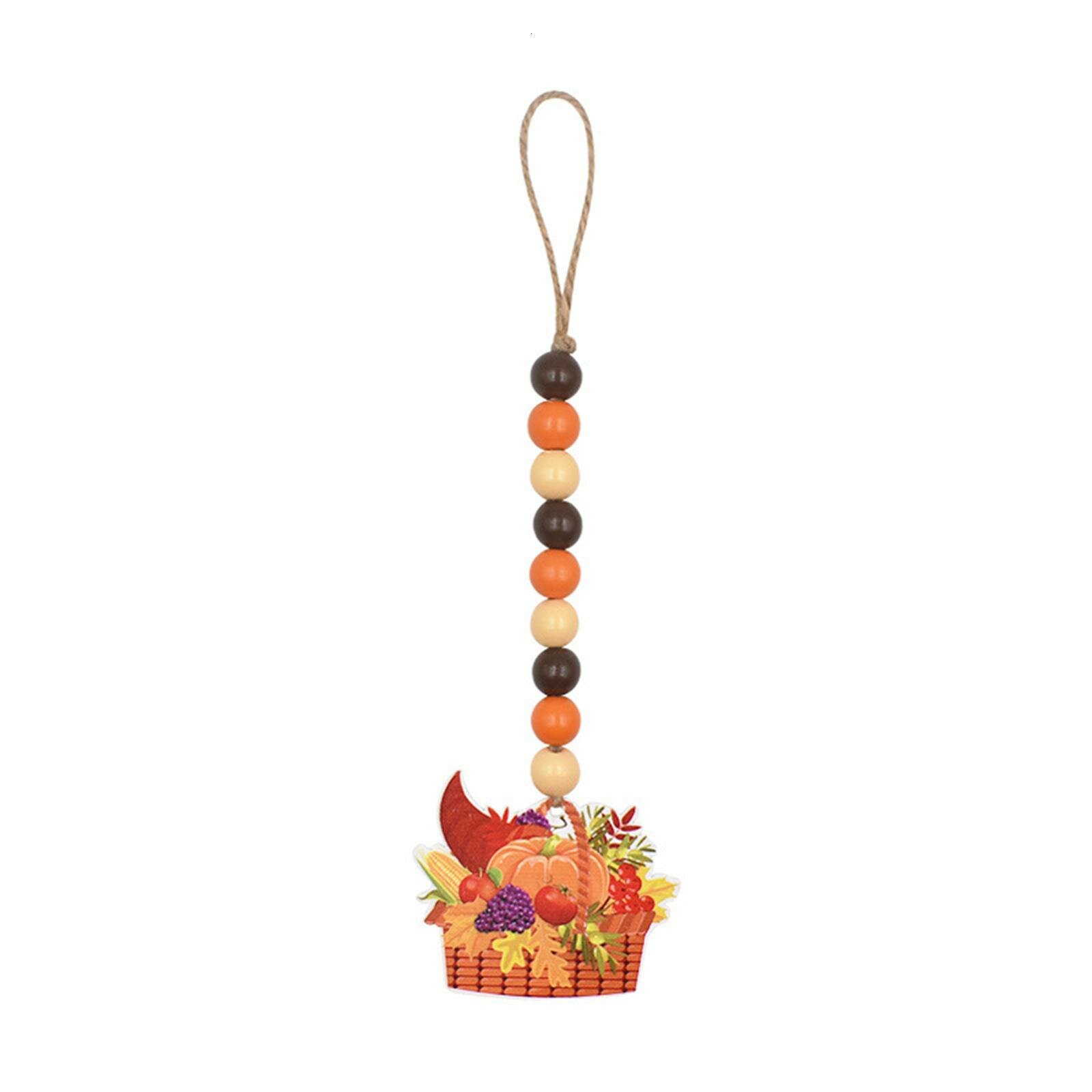 Деревянные бусы с кисточкой «Тыква/Клен/Индюк», Корзина с фруктами