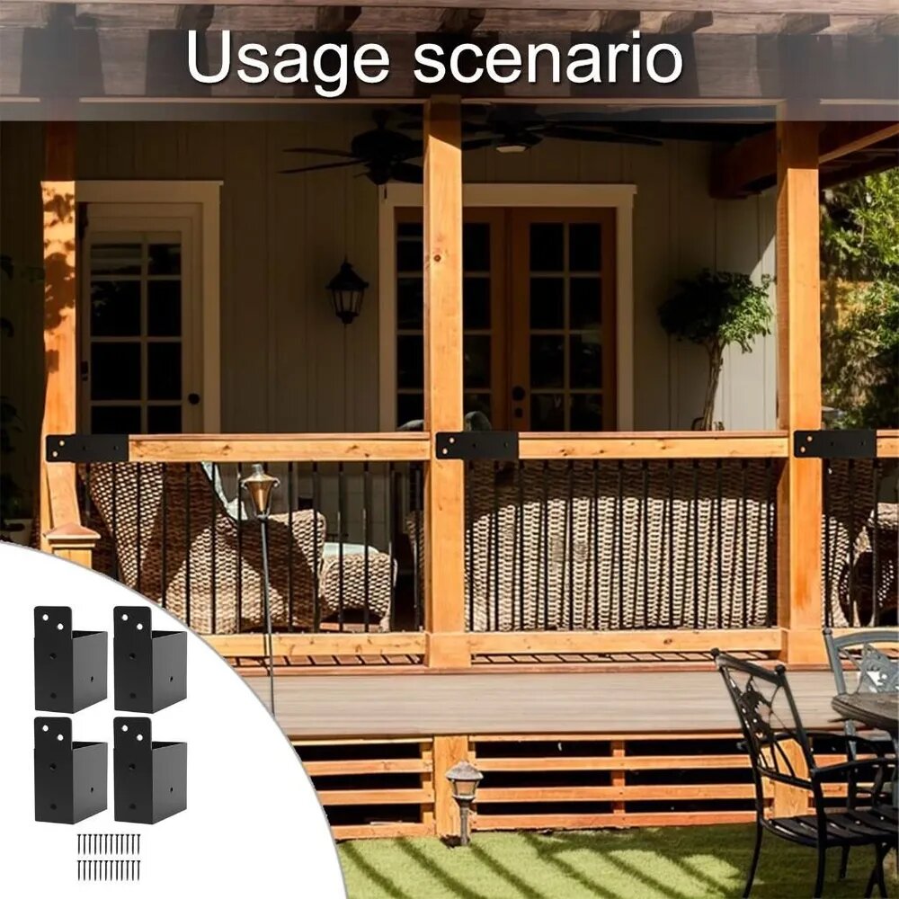 Опора для беседки, 4 шт, 10x10x10 см, черные, металлические — фото 1