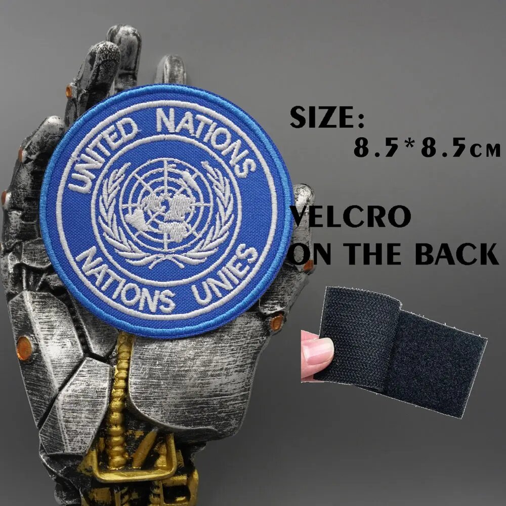 Нашивка United Nations с Velcro, 8.5*8.5 см, AC127-2