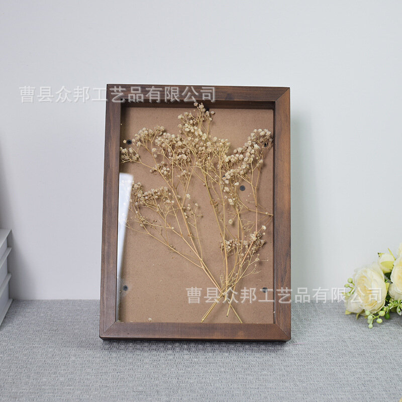 Фоторамка для сухих цветов в наличии, трехмерная полая фоторамка для подарков своими руками, настольная деревянная фоторамка с сухими розами, рамка для образцов.