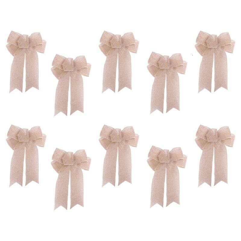 10 шт. рождественских бантиков из мешковины, Бант из мешковины