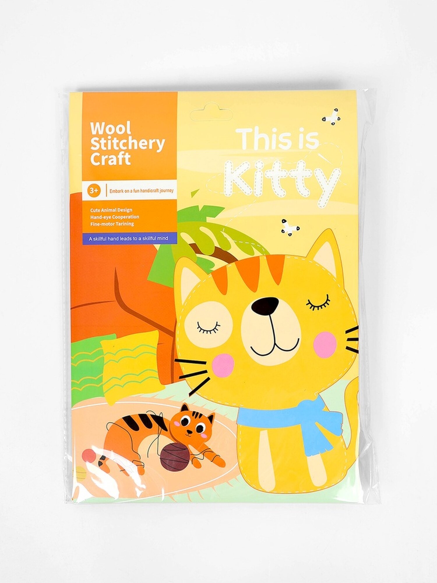 Набор для создания игрушки Сима-ленд "Котик", фетр, 24x26x3 см, желтый